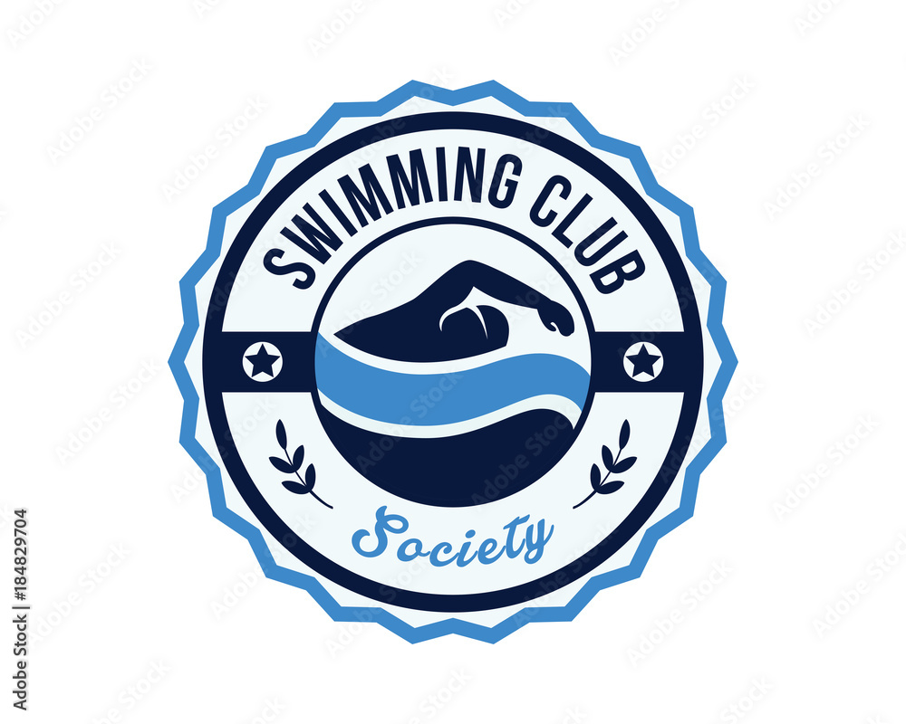 Modern Swimming Sports Club Badge Logo Stock Vector | Adobe Stock
