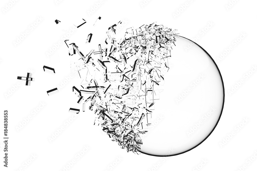 Sphere explosion isolated on white background 3d illustration Stock ...