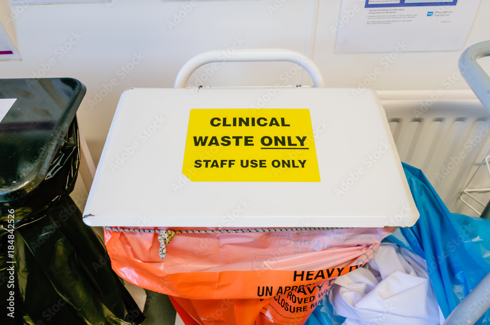 Clinical waste bin in a hospital Stock Photo | Adobe Stock