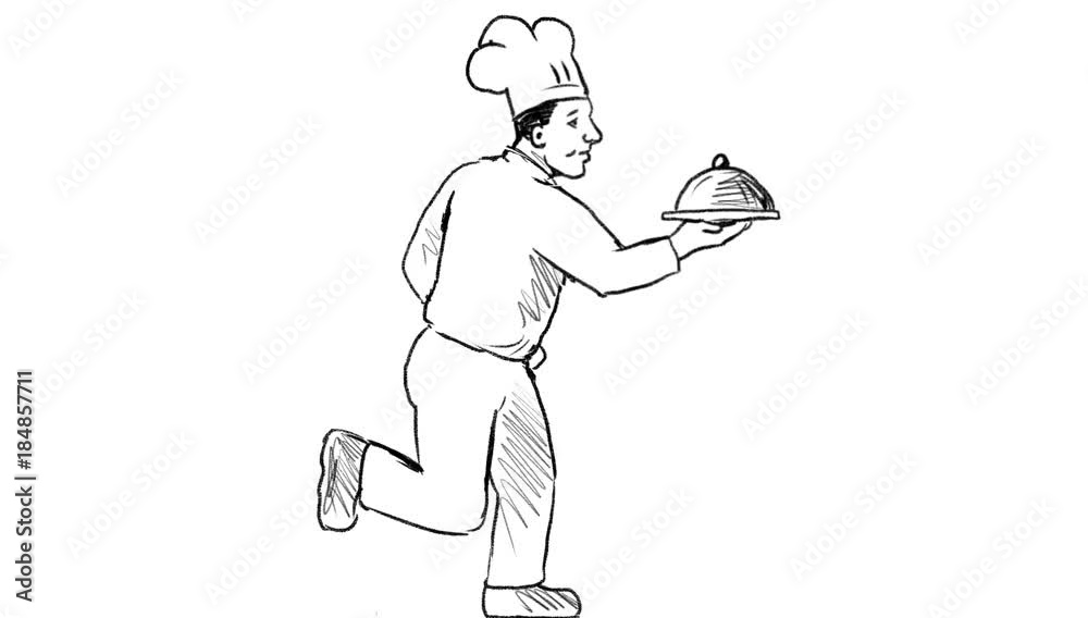 2d Animation motion graphics showing a cartoon chef or cook running and ...