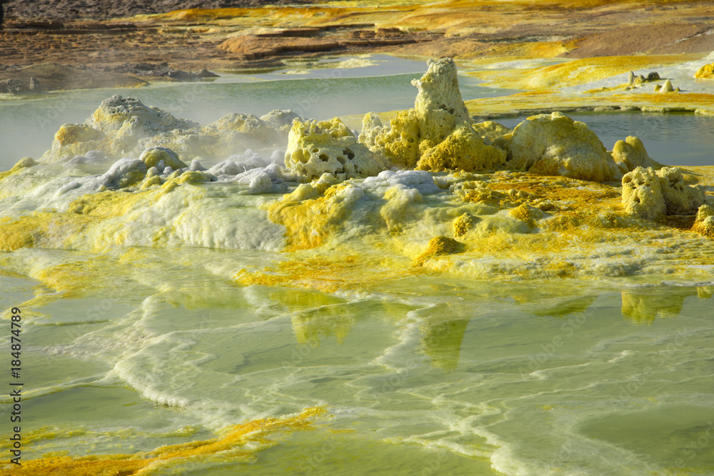 Dalol, Dankakil Depression. Volcanic hot springs of Ethiopia. Earth’s ...