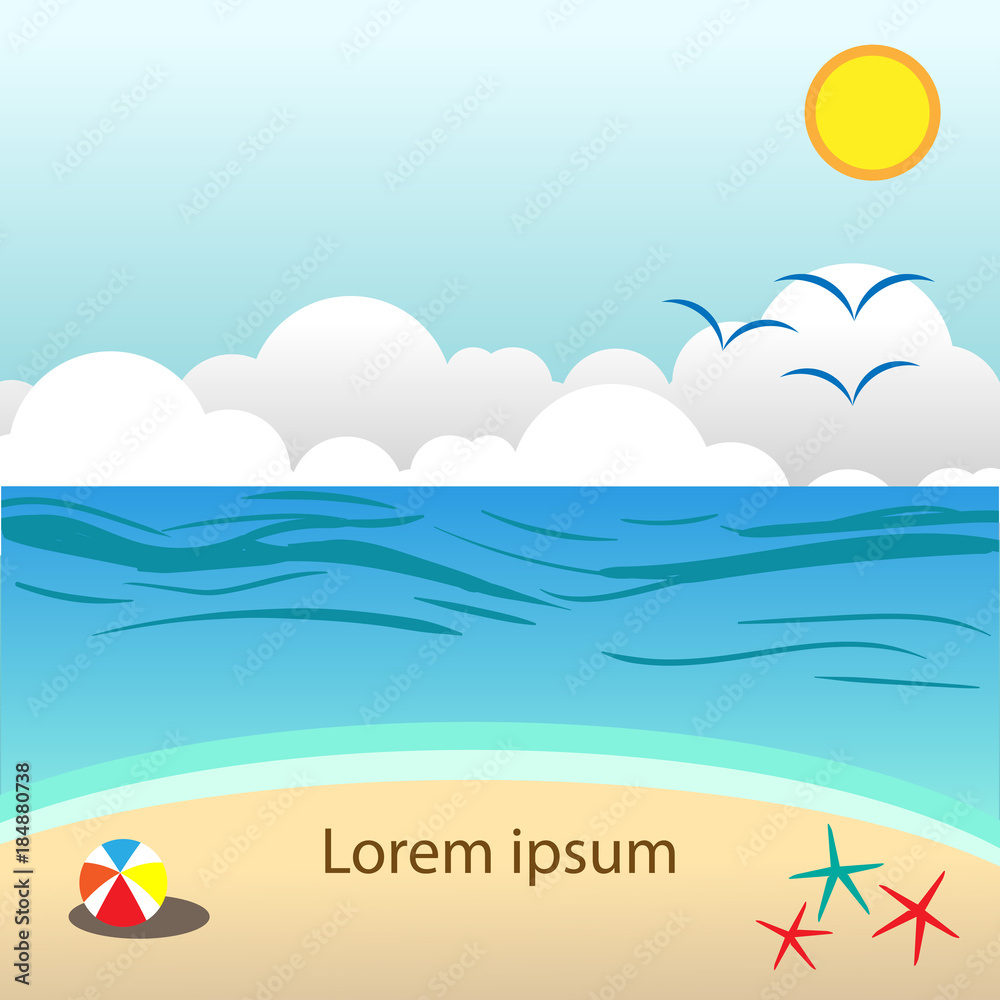 Shore Beach Illustration Stock Vector | Adobe Stock