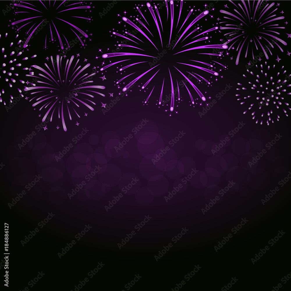 Firework sparkle background card. Beautiful bright fireworks isolated ...