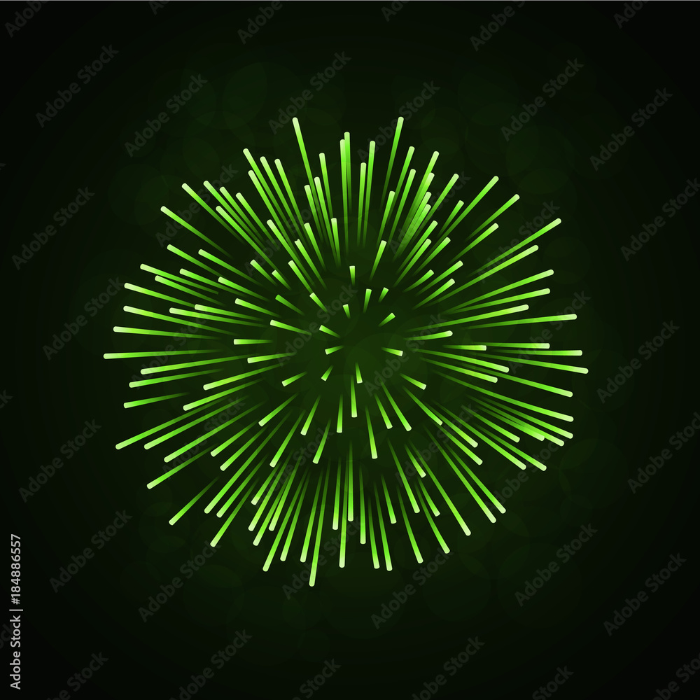 Beautiful green firework. Bright firework isolated on black background ...