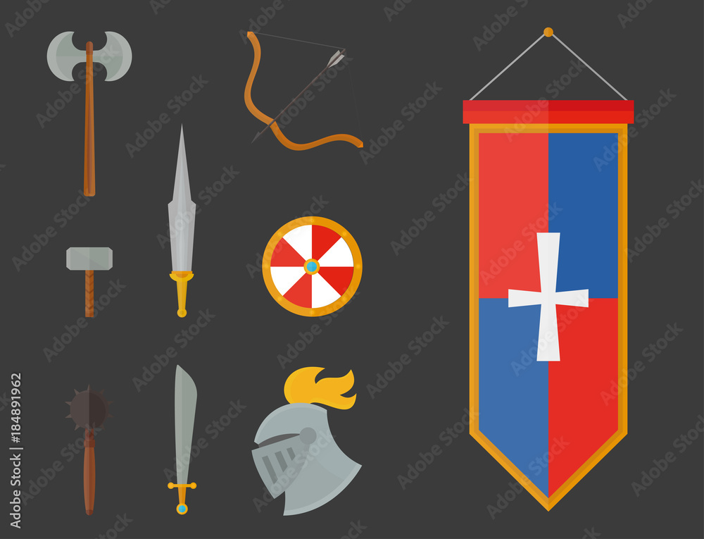 Knights symbols medieval weapons heraldic knighthood elements medieval ...
