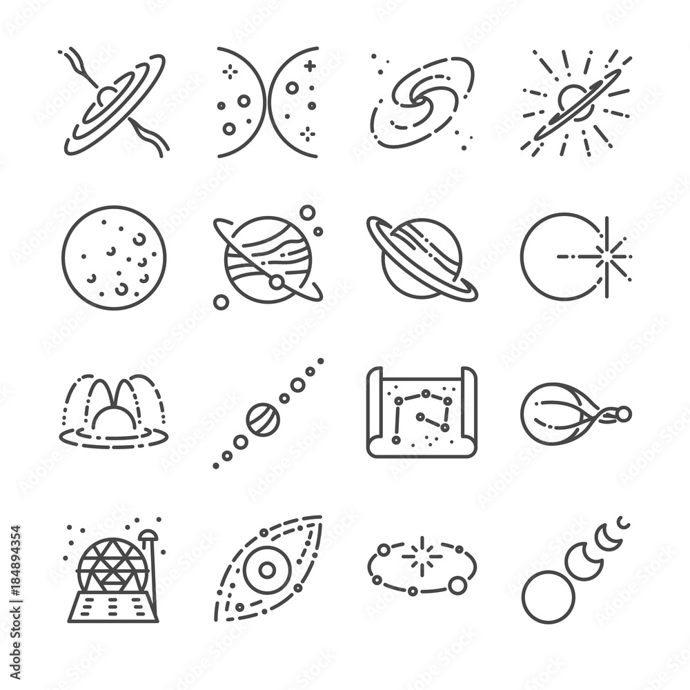 Astronomy icon set. Included the icons as stars, space, universe ...