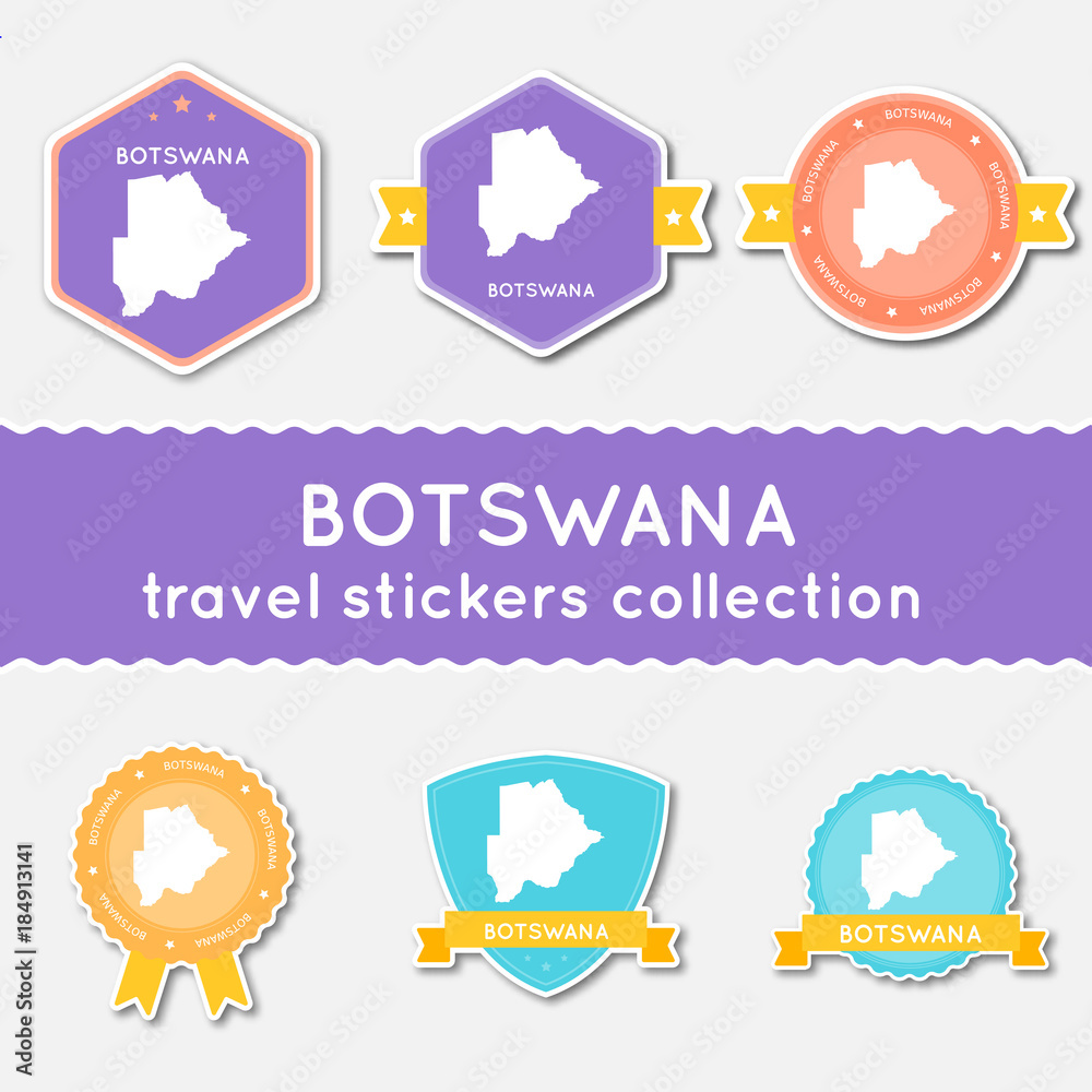 Botswana travel stickers collection. Big set of stickers with country ...