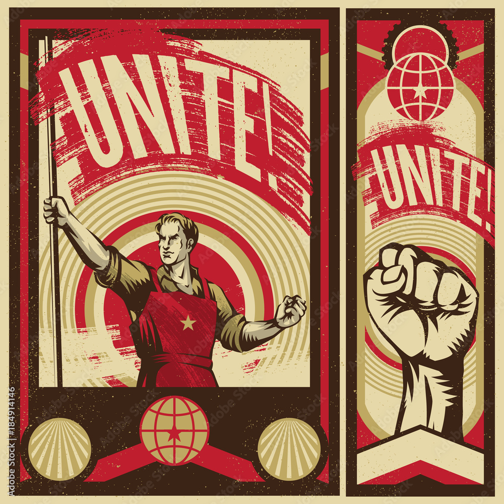 Poster Revolution. Propaganda Background Style. Revolution raising The ...
