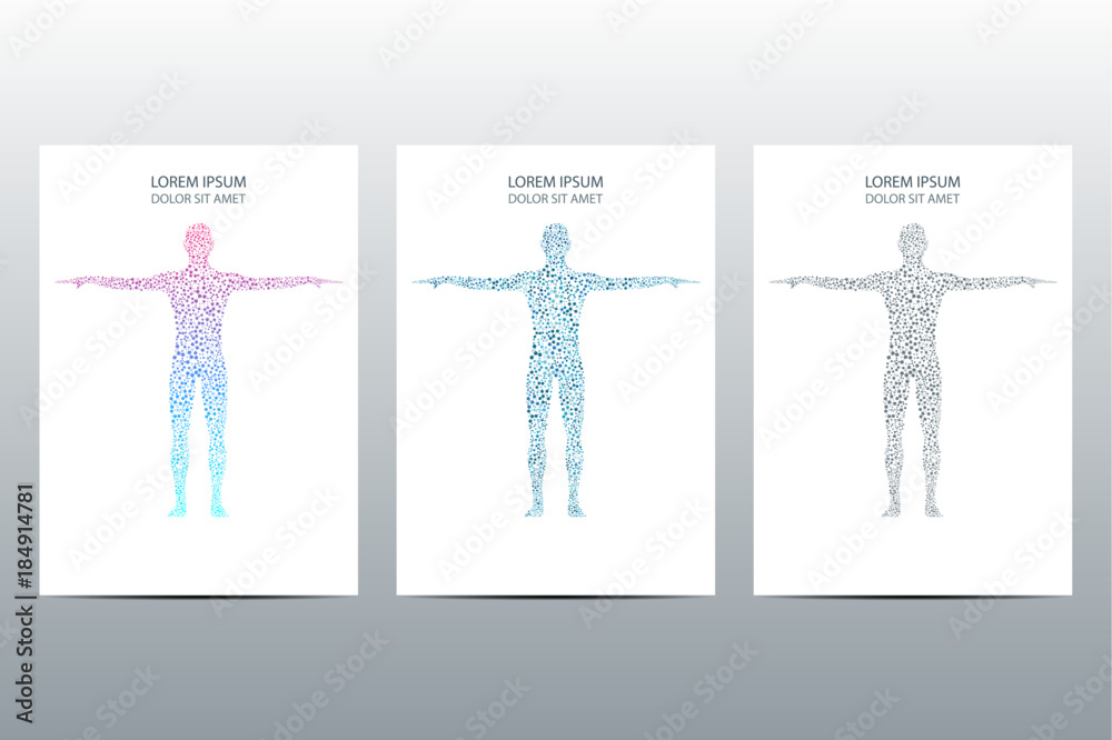 Cover or poster design with human body, scientific and technological ...
