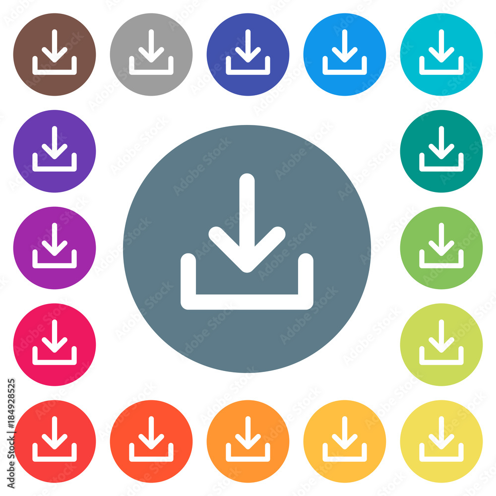 Download symbol flat white icons on round color backgrounds Stock ...