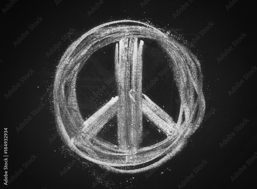 Peace symbol, sign on chalkboard, blackboard texture Stock Photo ...