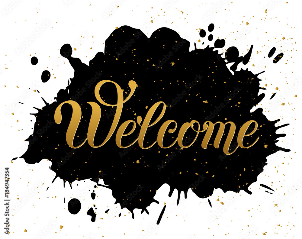 Welcome hand lettering Stock Vector | Adobe Stock
