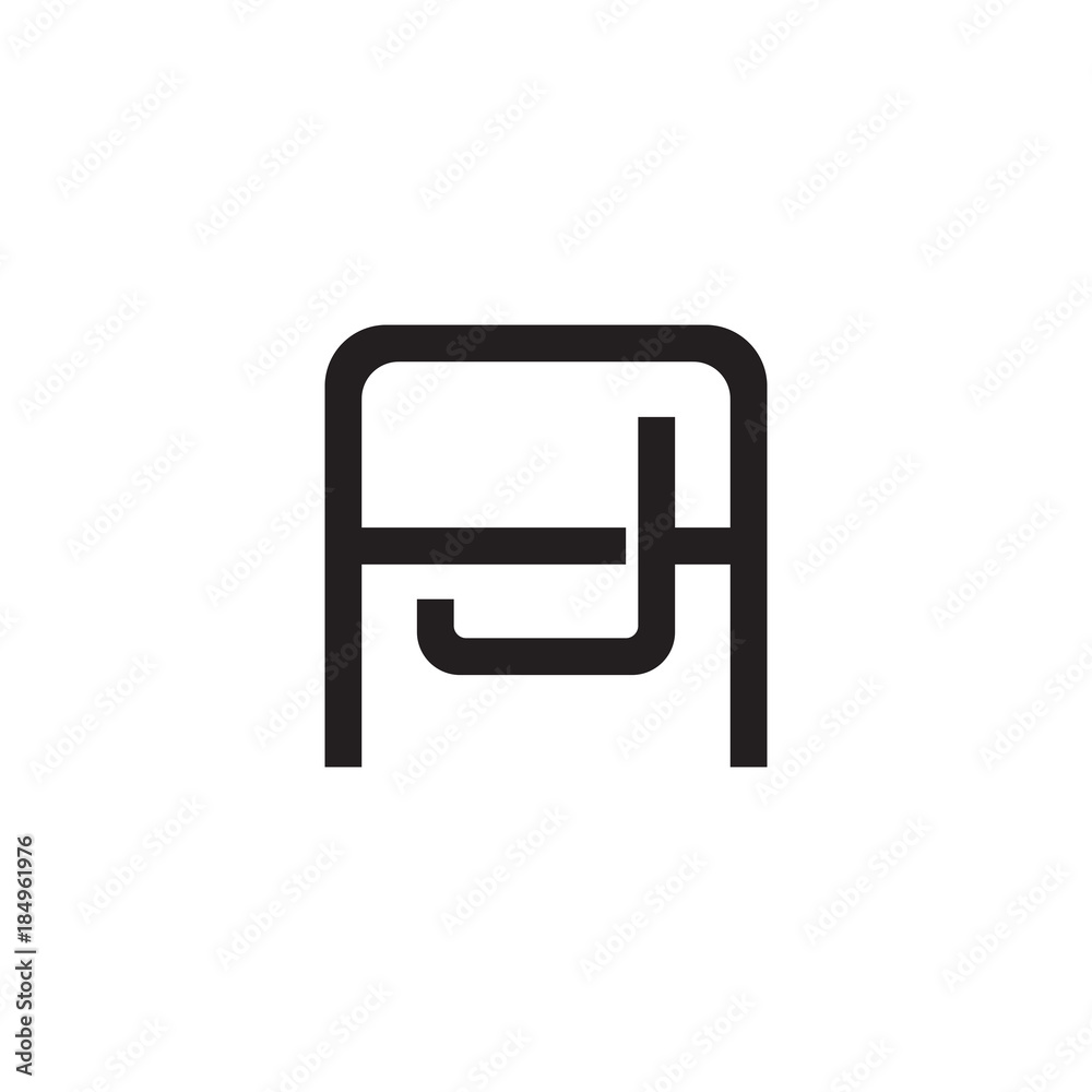 Initial letter A and J, AJ, JA, overlapping J inside A, line art logo ...