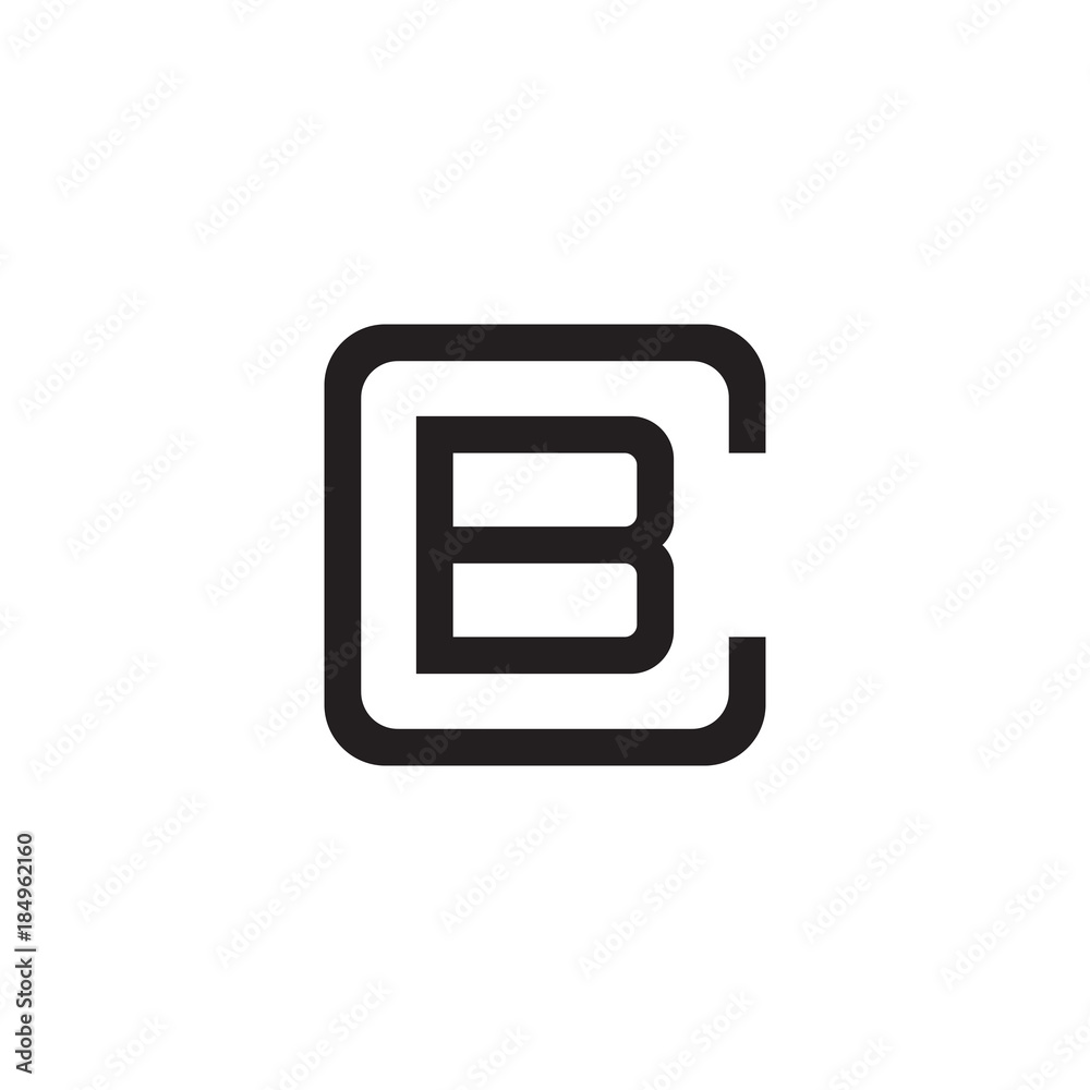 Initial letter C and B, CB, BC, overlapping B inside C, line art logo ...