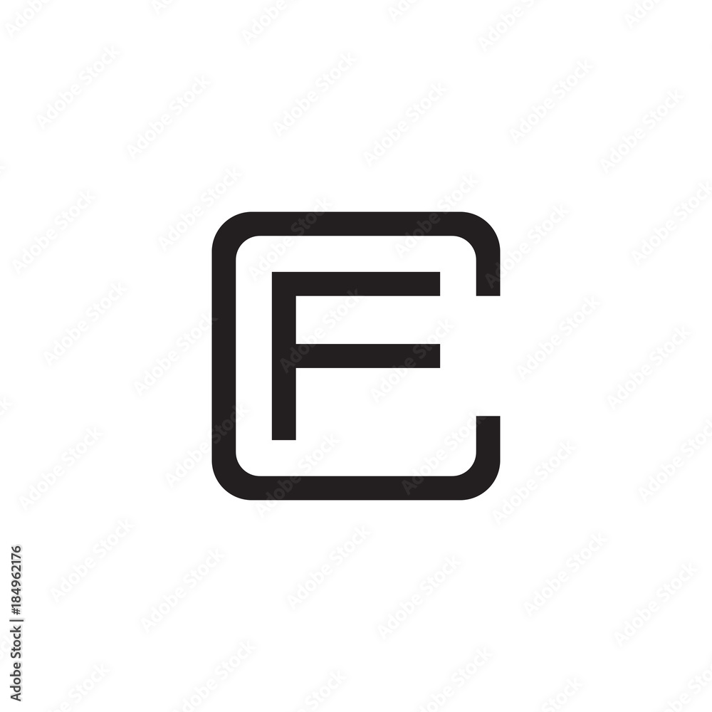 Initial letter C and F, CF, FC, overlapping F inside C, line art logo ...