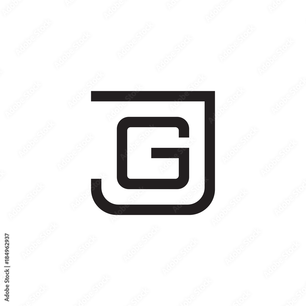 Initial letter J and G, JG, GJ, overlapping G inside J, line art logo ...