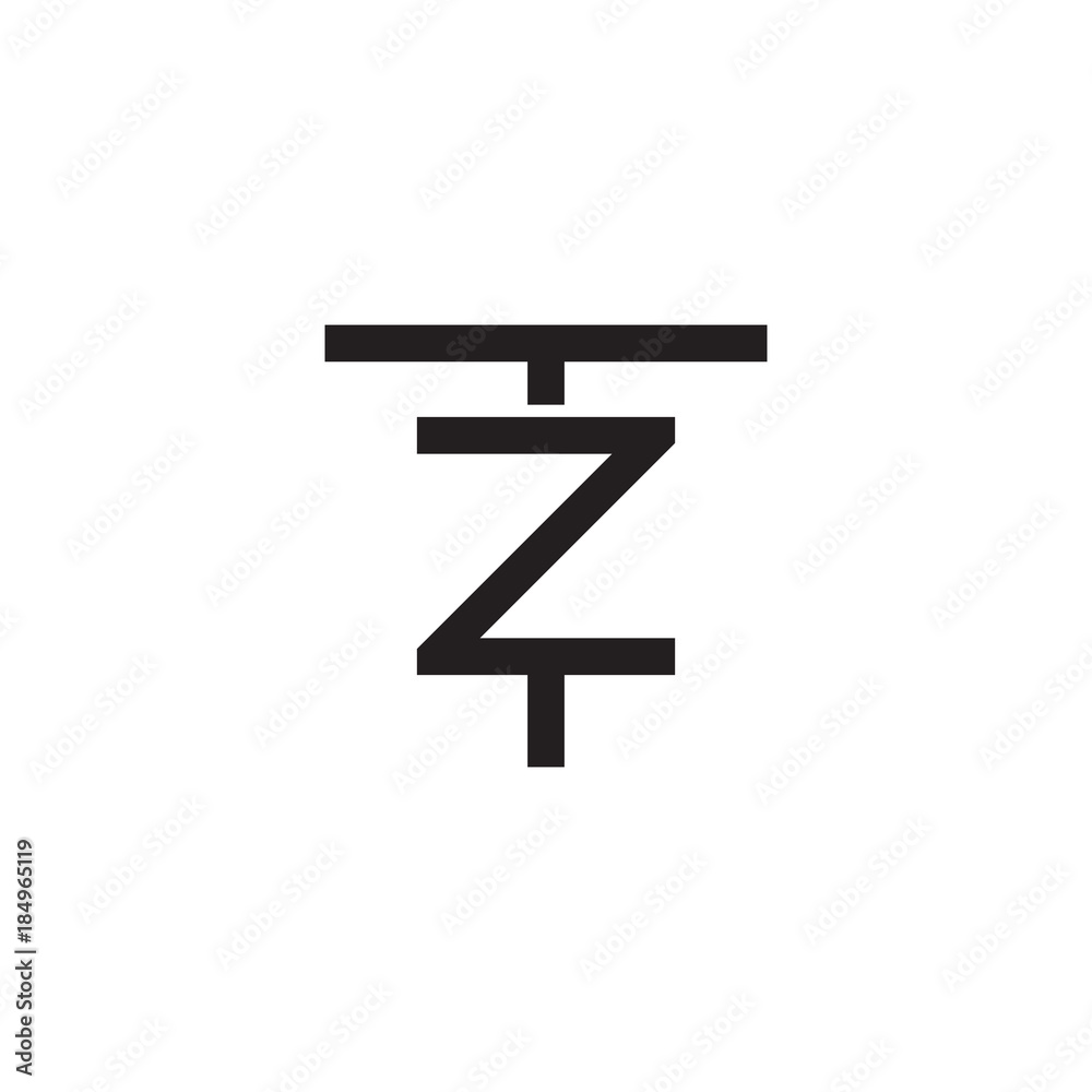 Initial letter T and Z, TZ, ZT, overlapping Z inside T, line art logo ...