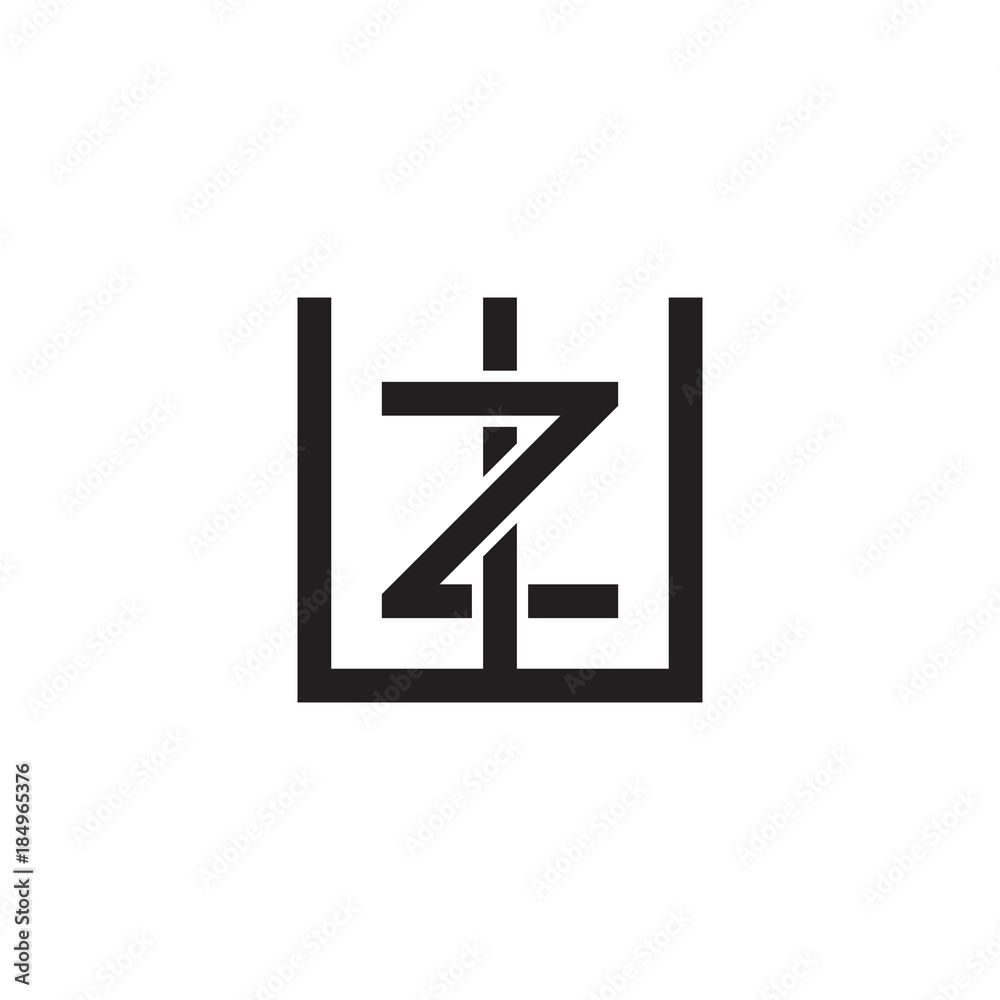 Initial letter W and Z, WZ, ZW, overlapping Z inside W , line art logo ...
