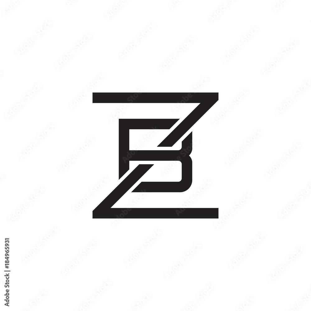 Initial letter Z and B, ZB, BZ, overlapping B inside Z, line art logo ...