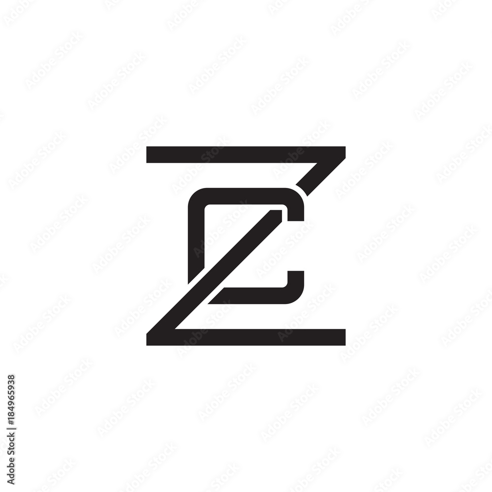 Initial letter Z and C, ZC, CZ overlapping C inside Z, line art logo ...