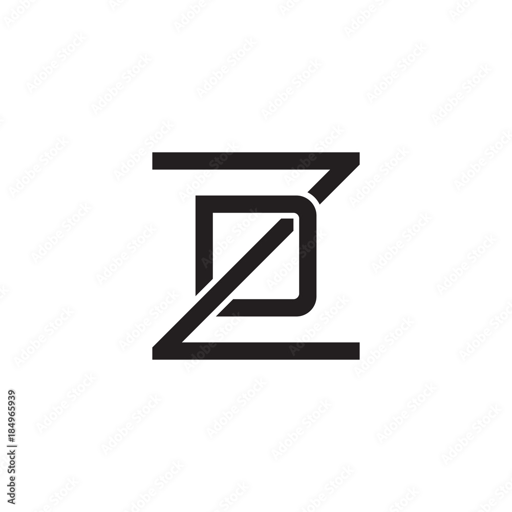 Initial letter Z and D, ZD, DZ, overlapping D inside Z, line art logo ...