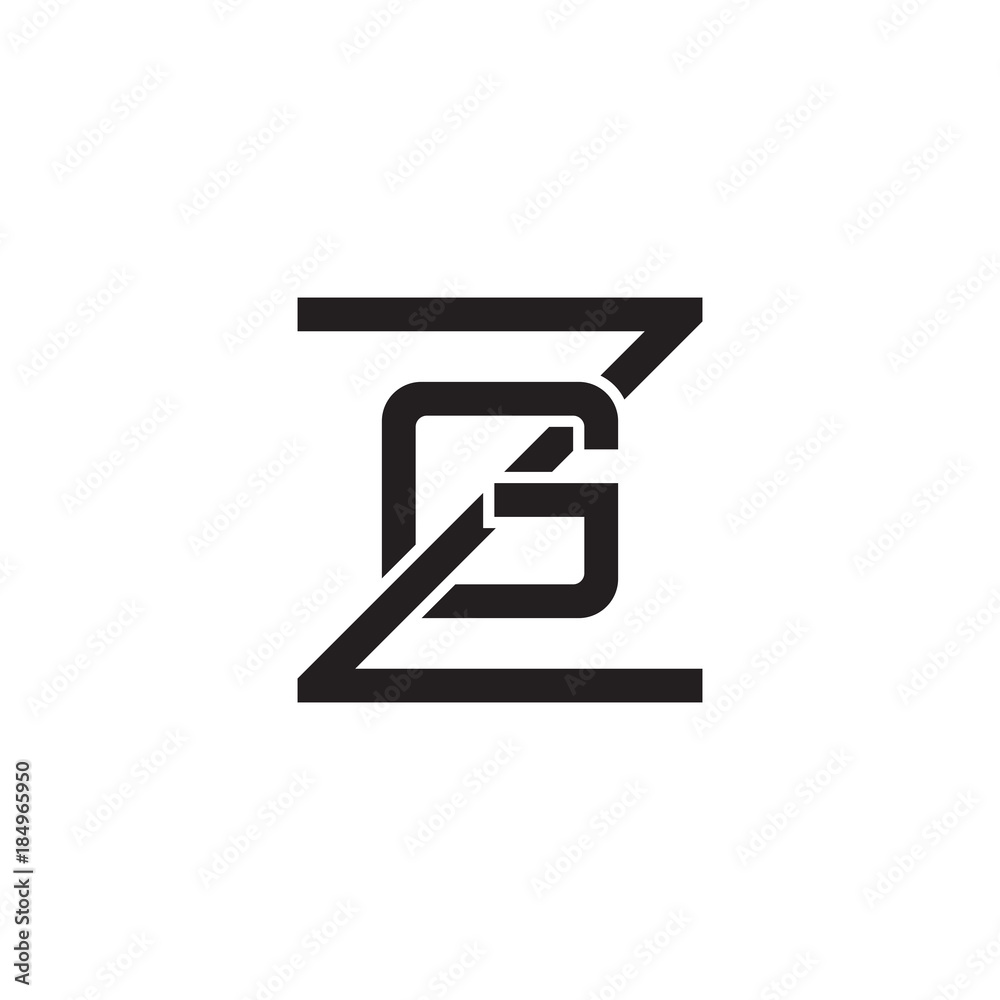 Initial letter Z and G, ZG, GZ, overlapping G inside Z, line art logo ...