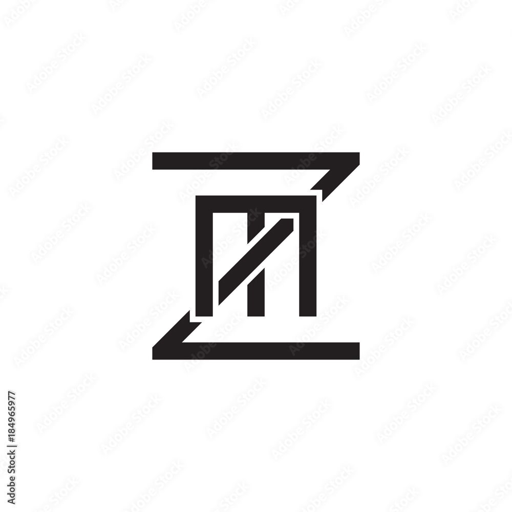 Initial letter Z and M, ZM, MZ, overlapping M inside Z, line art logo ...
