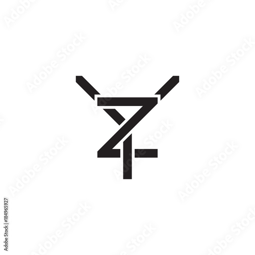 Initial letter Y and Z, YZ, ZY, overlapping Z inside Y, line art logo ...