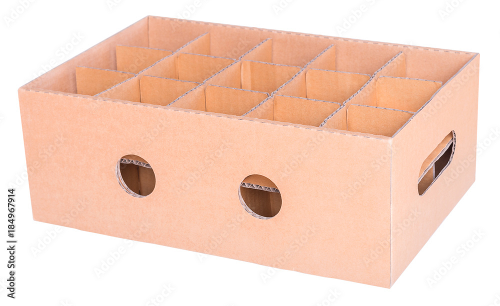 Poster Cardboard box and partitions isolated on white background with ...
