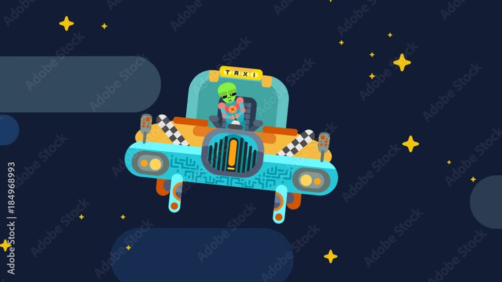 cartoon aliens took a taxi for a shopping trip Stock-Video | Adobe Stock