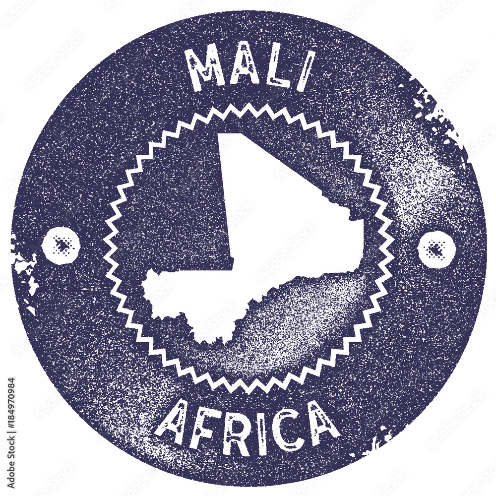 Mali map vintage stamp. Retro style handmade label, badge or element ...