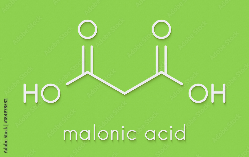 Malonic acid organic dicarboxylic acid molecule. Skeletal formula ...