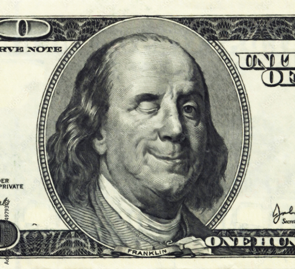 Smiling Ben Franklin with Wink Stock Illustration | Adobe Stock