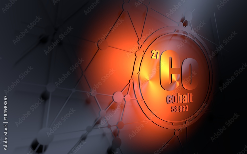 Cobalt chemical element. Sign with atomic number and atomic weight ...