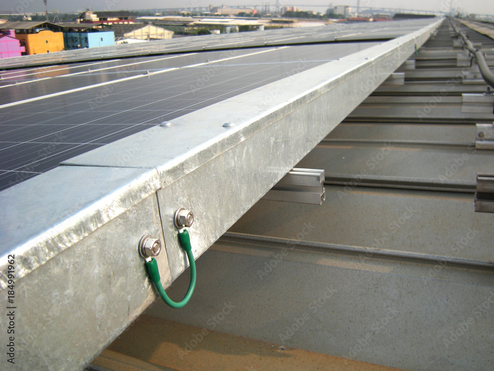 Ground Bonding for Electrical Wireway Solar Rooftop Stock Photo | Adobe ...