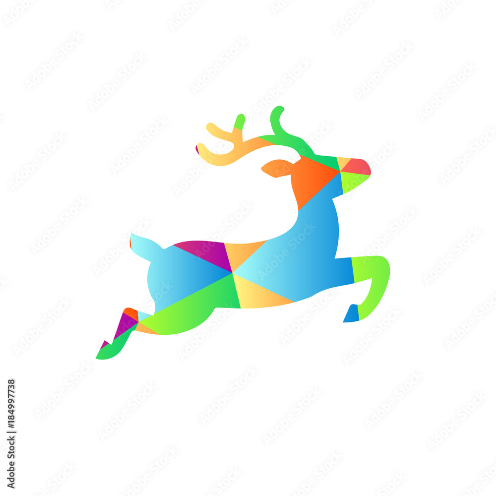 farbenfrohes Symbol - Rehbock springt Stock-Vektorgrafik | Adobe Stock