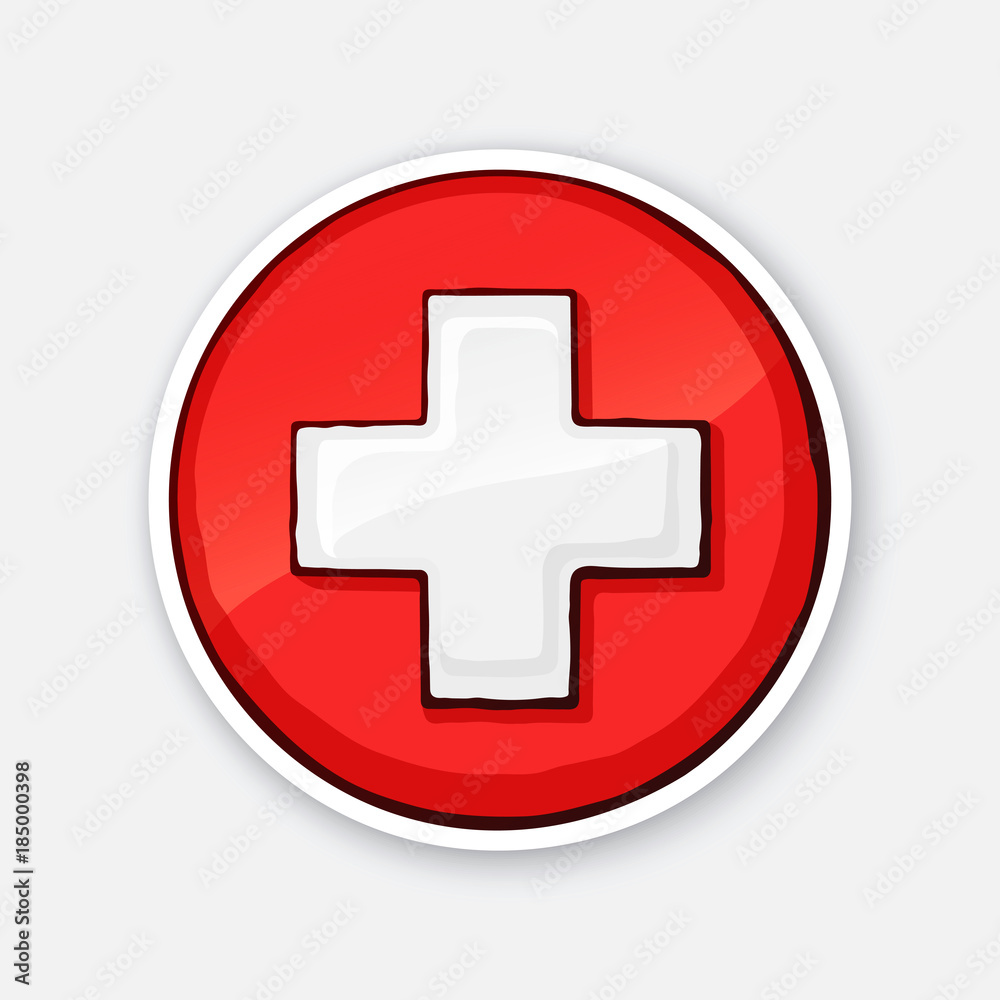 Vector illustration. Medical white cross. Hospital symbol. Icon of ...