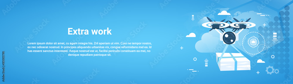 Extra Work Business Concept Horizontal Banner With Copy Space Flat ...