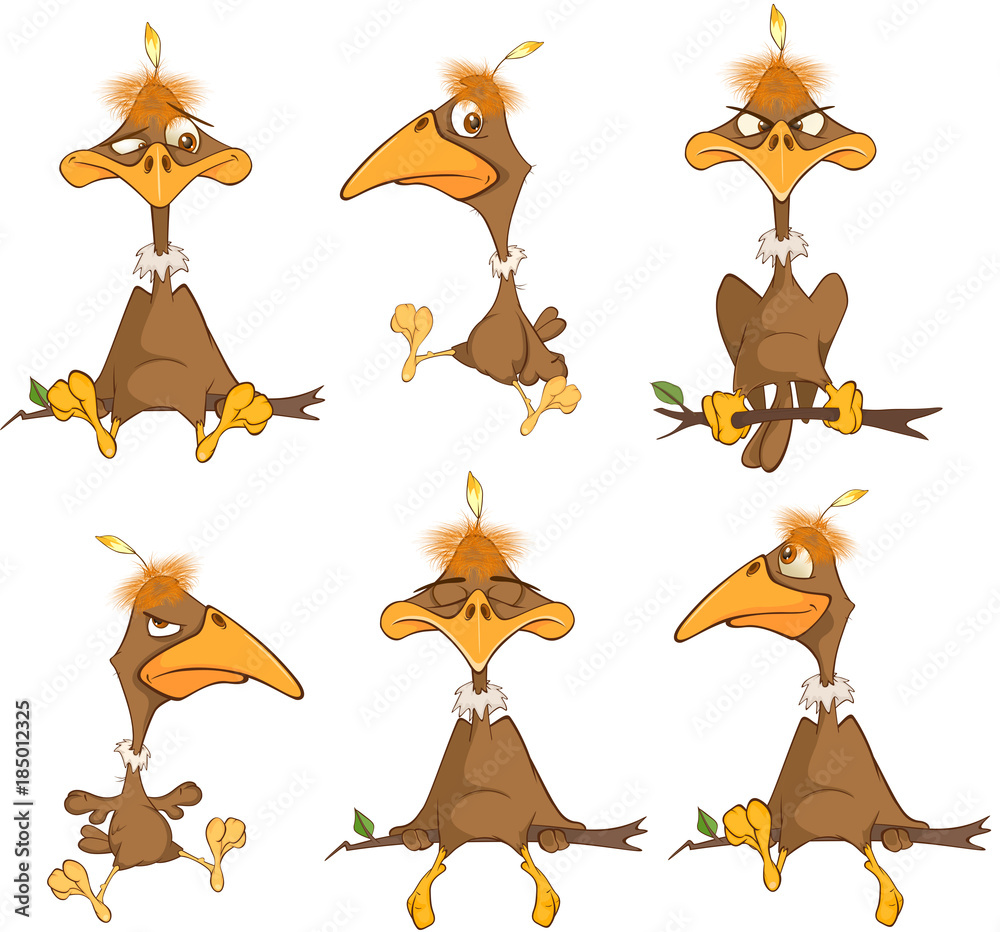 Set Cartoon Illustration. Cute American Condor. Cartoon Character Stock ...