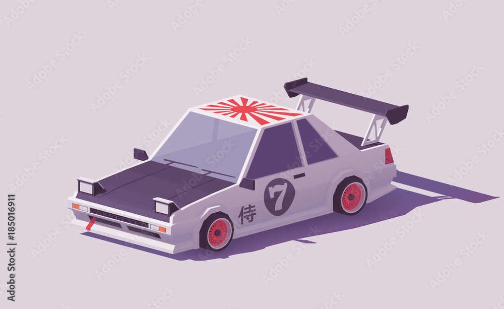 Vector low poly classic drift car Stock Vector | Adobe Stock