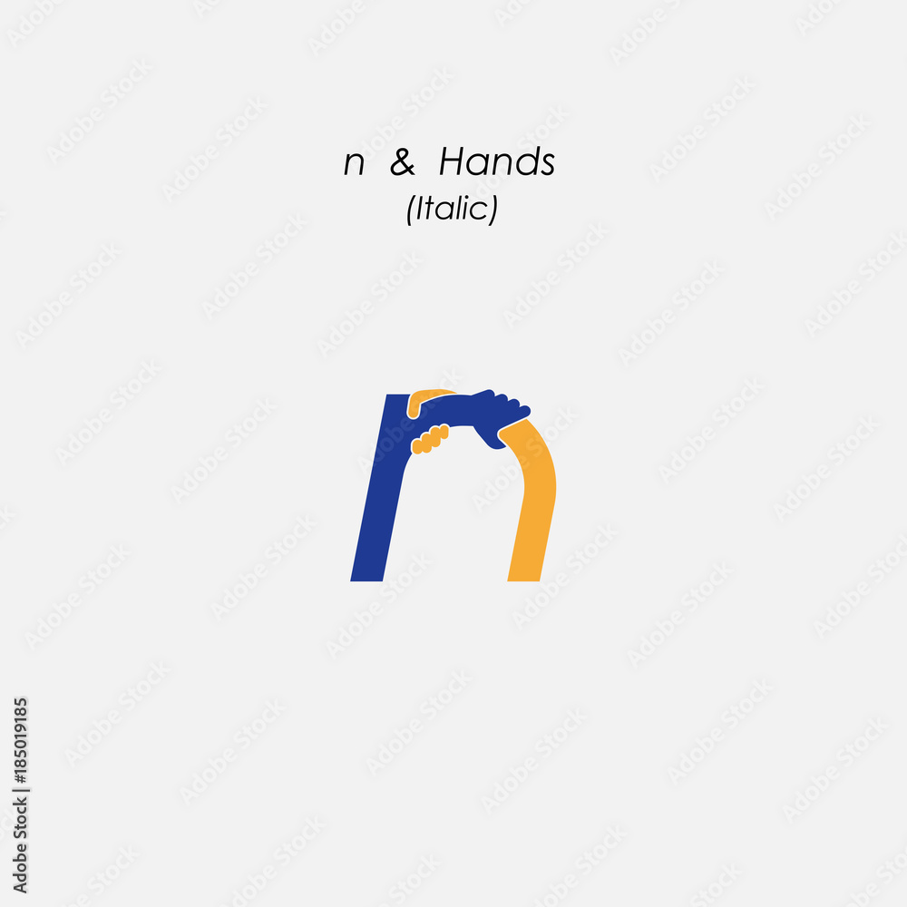 n - Letter abstract icon & hands logo design vector template.Business ...