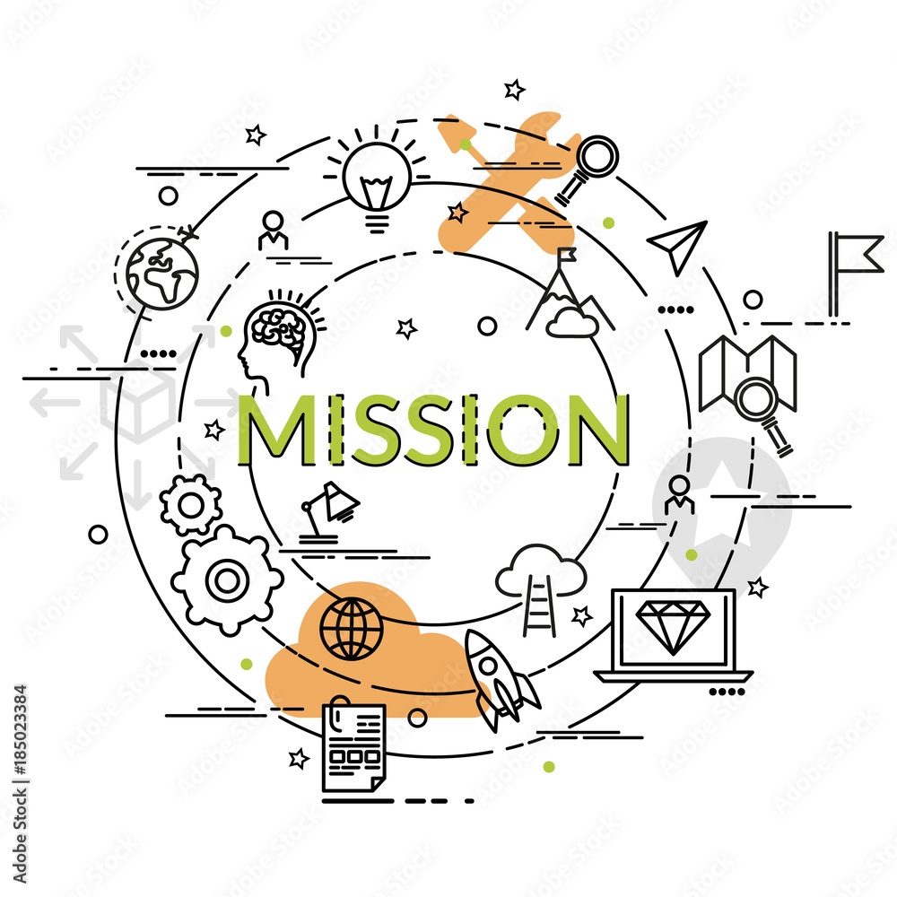 Flat colorful design concept of Mission. Infographic idea of making ...