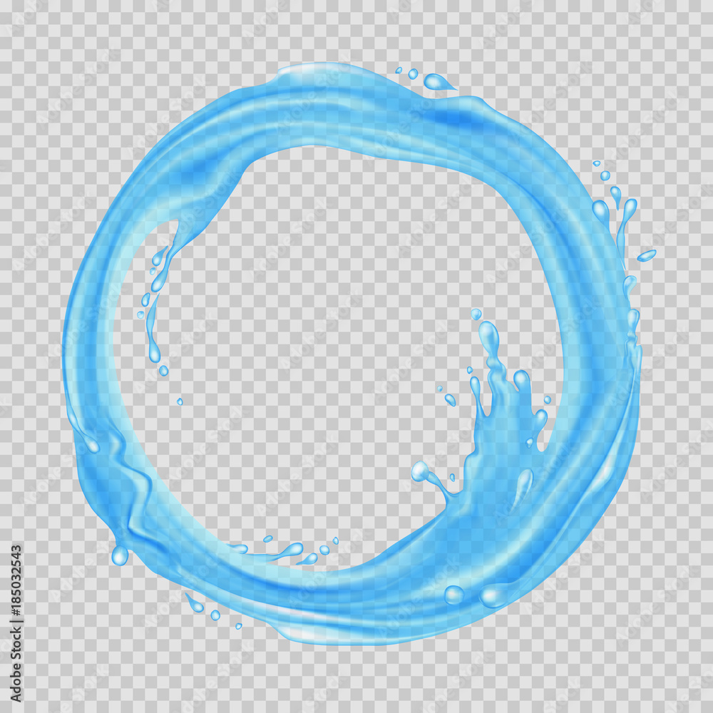 Water frame. Transparent splash of water flow in a circle. Vector ...