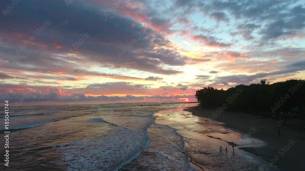 Cinematic Drone Epic Backwards Reveal Costa Rica Beach Sunset 4K 30fps ...