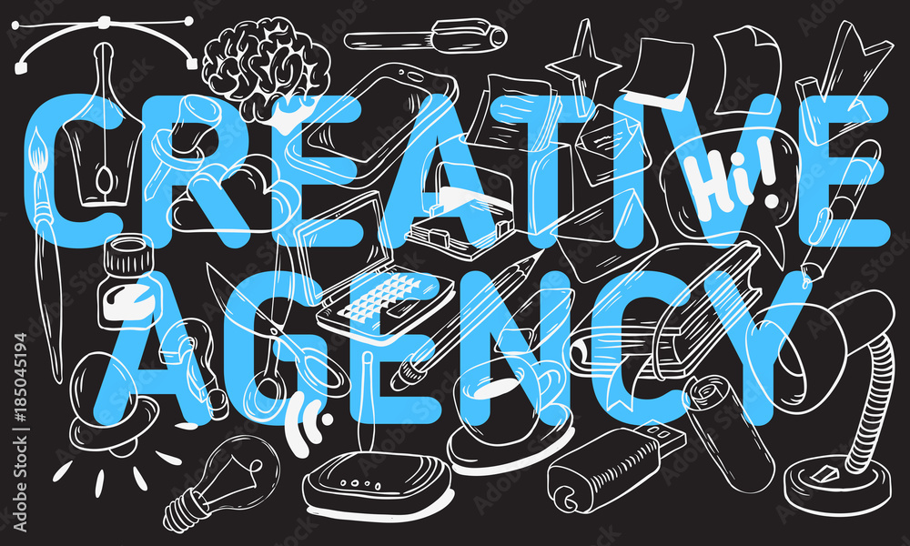 Creative Agency Artistic Cartoon Hand Drawn Sketchy Line Art Style ...