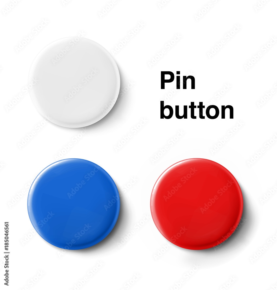 Set of blank pin buttons on white background. Vector illustration. Can ...