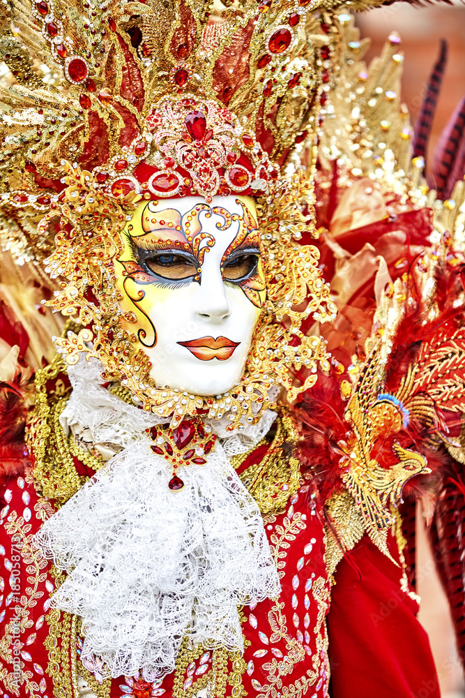 Venice carnival: 2017. Carnival mask. Venice, Itali. Glow bird, Phoenix ...
