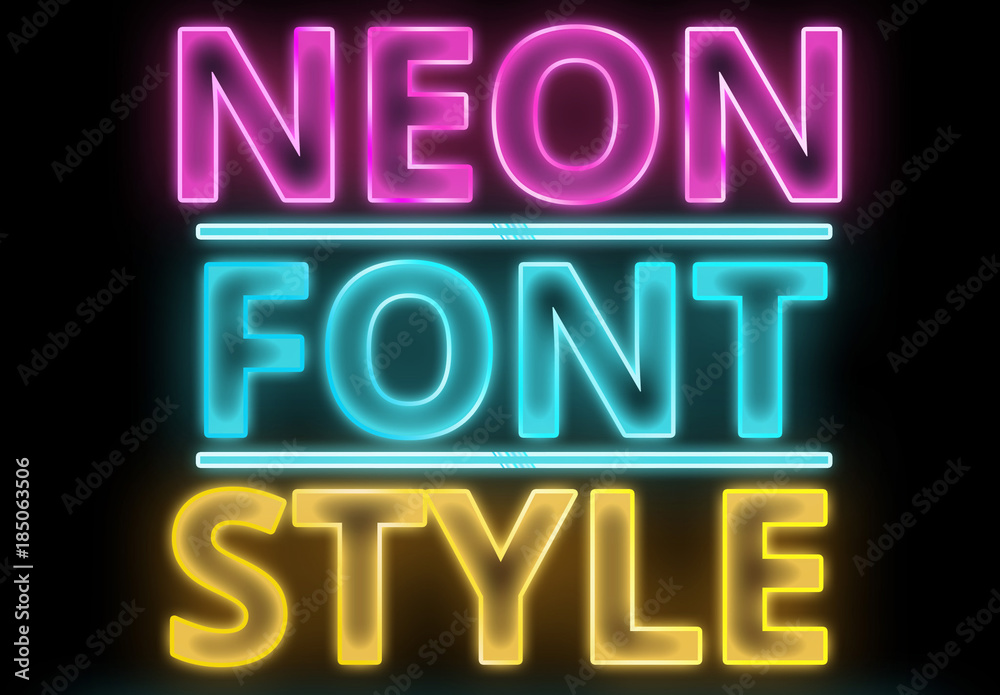 Neon Outlined Font Style 1 Stock Template | Adobe Stock