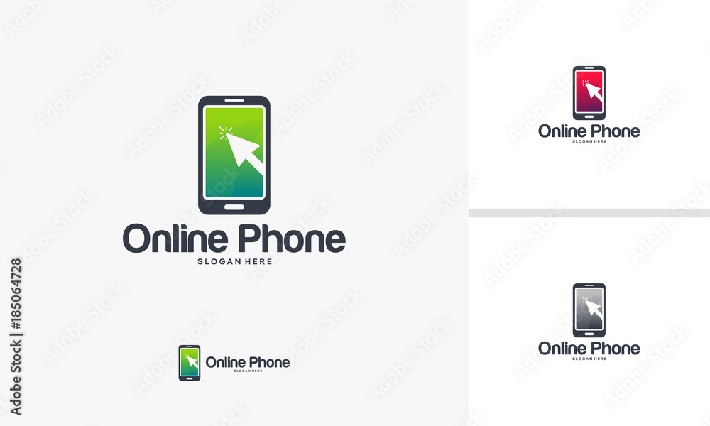 Online Phone logo designs vector, Mobile and Cursor Logo designs ...