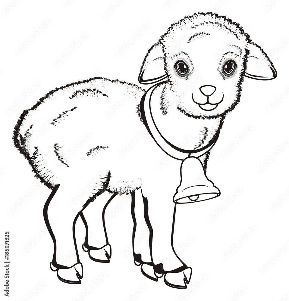 lamb, sheep, cub, baaah, animal, farm, small, curly, illustration ...